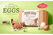 Egg ad template in engraving style | Flyer Templates ~ Creative Market