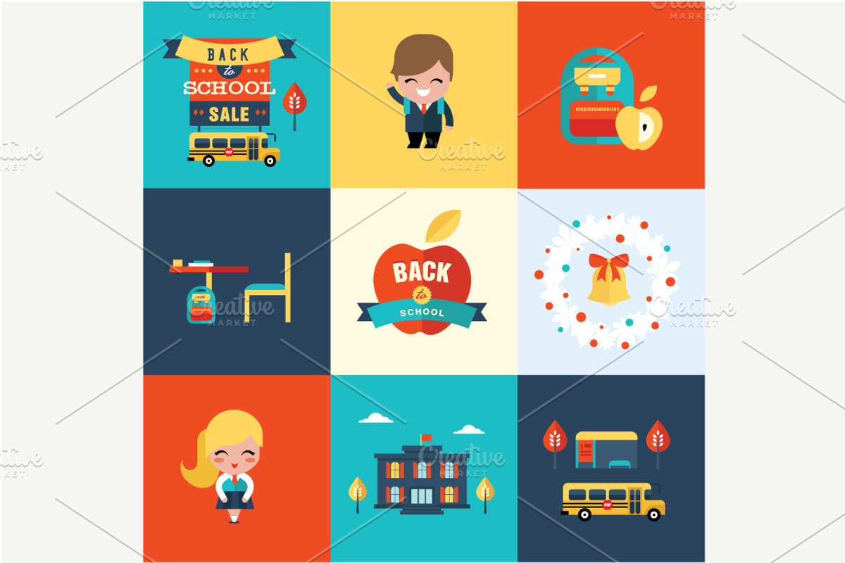 Vector School icons, a Graphic by vectorprro