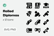 12 Rolled Diploma Icons / Basicons | Creative Market