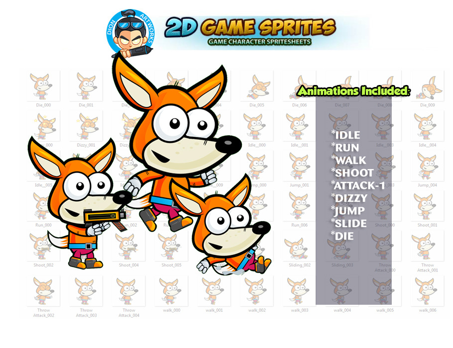 Fox 2D Game Character Sprites, a Graphic by DionArtworks | Creative Market