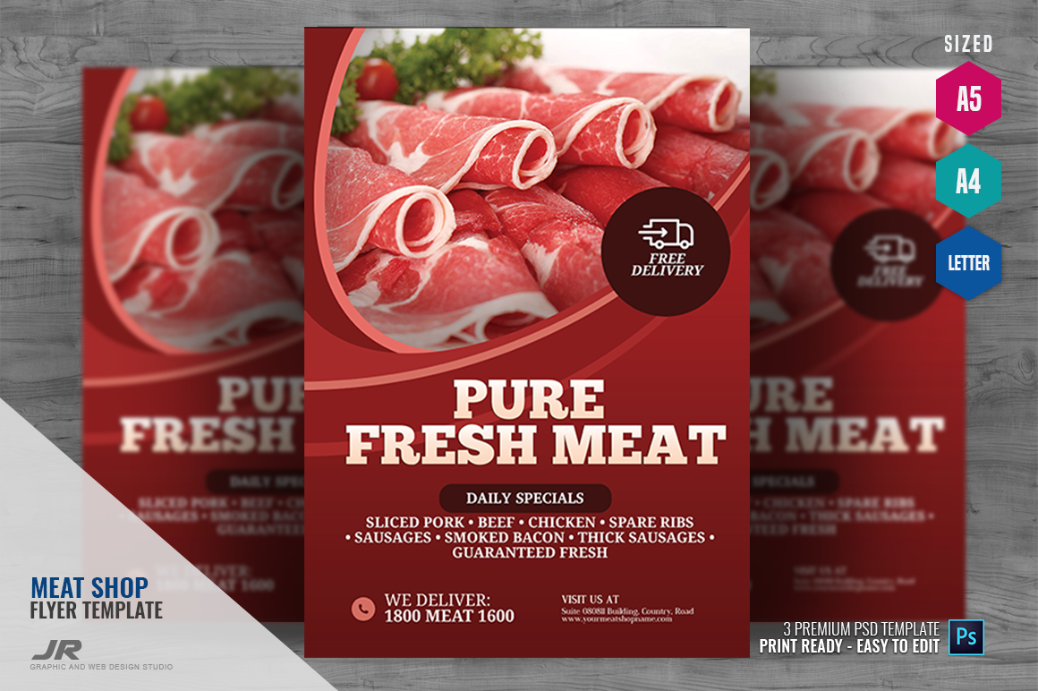 Butcher and Meat shop Flyer, a Flyer Template by PSDPixel | Creative Market