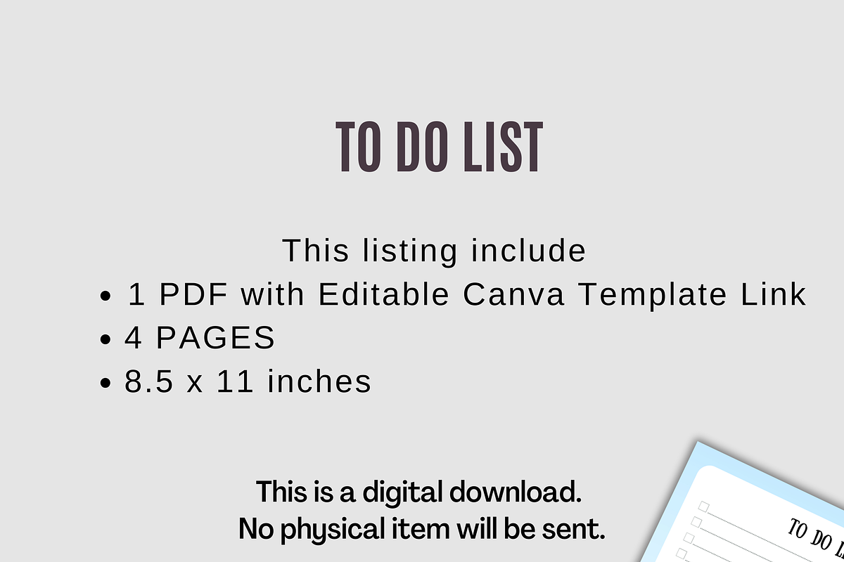 TO DO LIST PRINTABLE CANVA TEMPLATE, a Templates & Theme by Daffodil ...