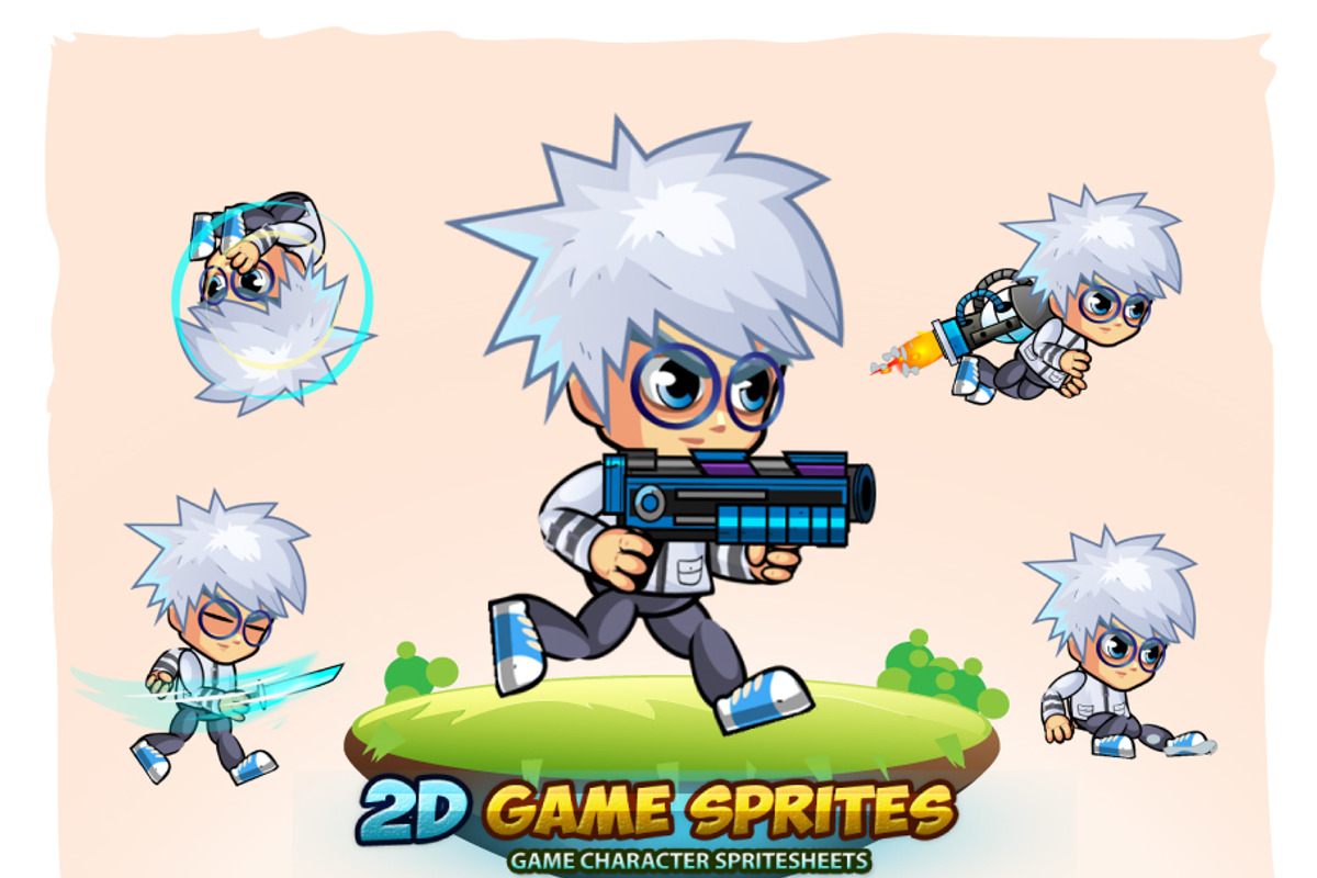 Scientist 2D Game Character Sprites, an Illustration by DionArtworks