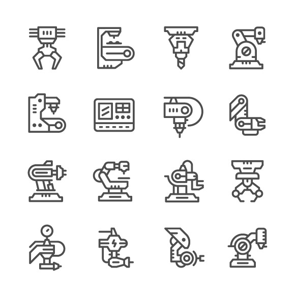 Set line icons of robotic industry, an Outline Icon by motorama