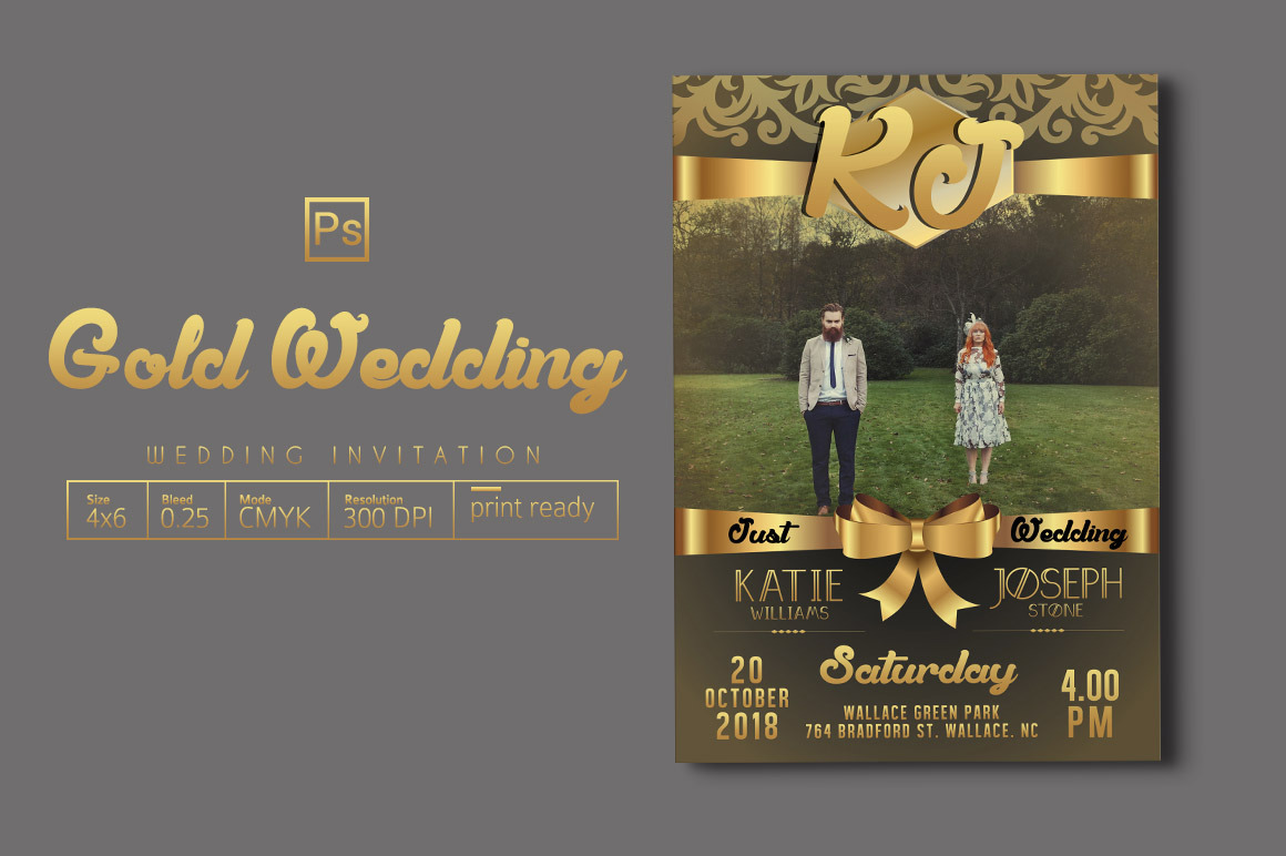 Gold Wedding Invitation | Invitation Templates ~ Creative Market