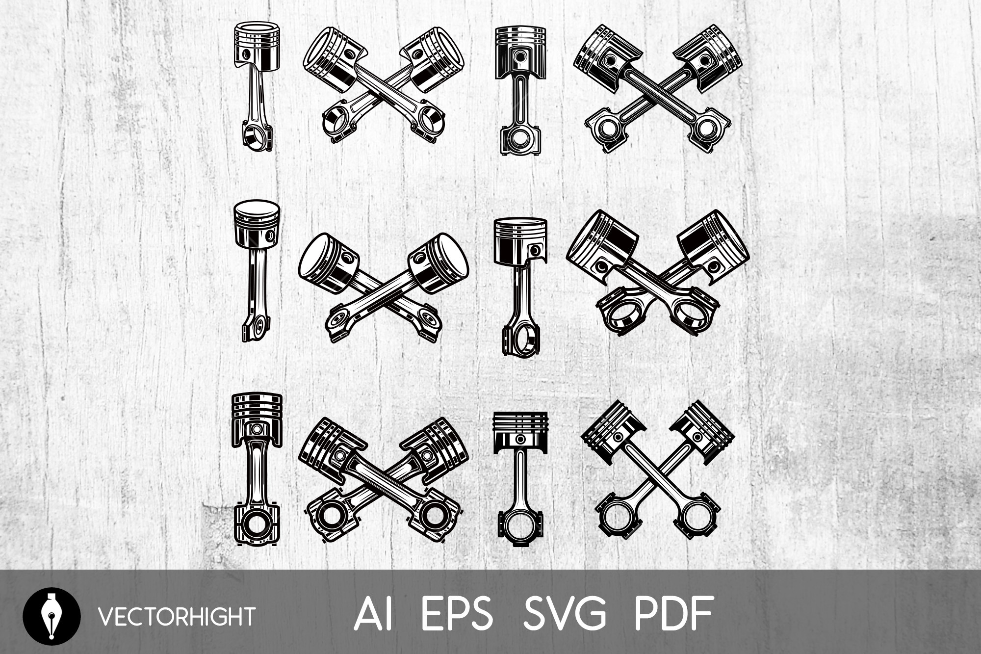 Set of piston icons and designs, a Transportation Illustration by ...
