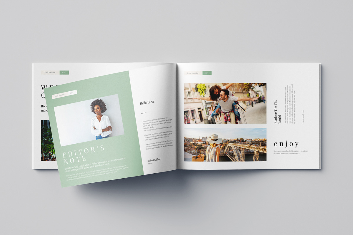 Travel Magazine Landscape Template, a Magazine Template by Pixelpick