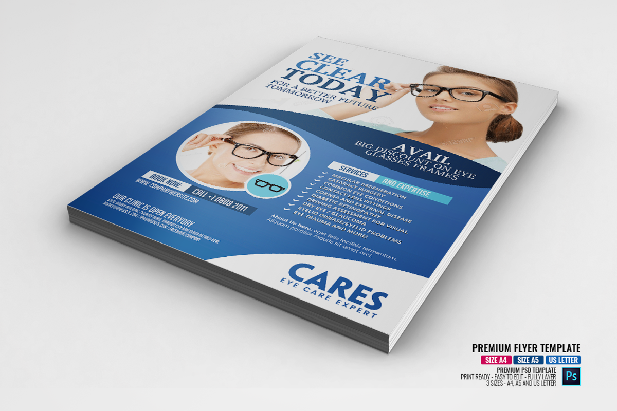 Main Optometrist Eye Care Flyer, a Flyer Template by PSDPixel