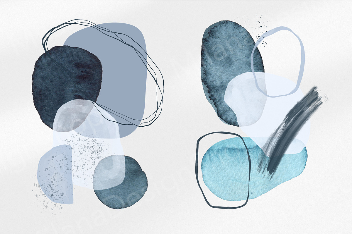 Set Abstract Blue Navy Shapes, an Object Graphic by MilanaDesignShop