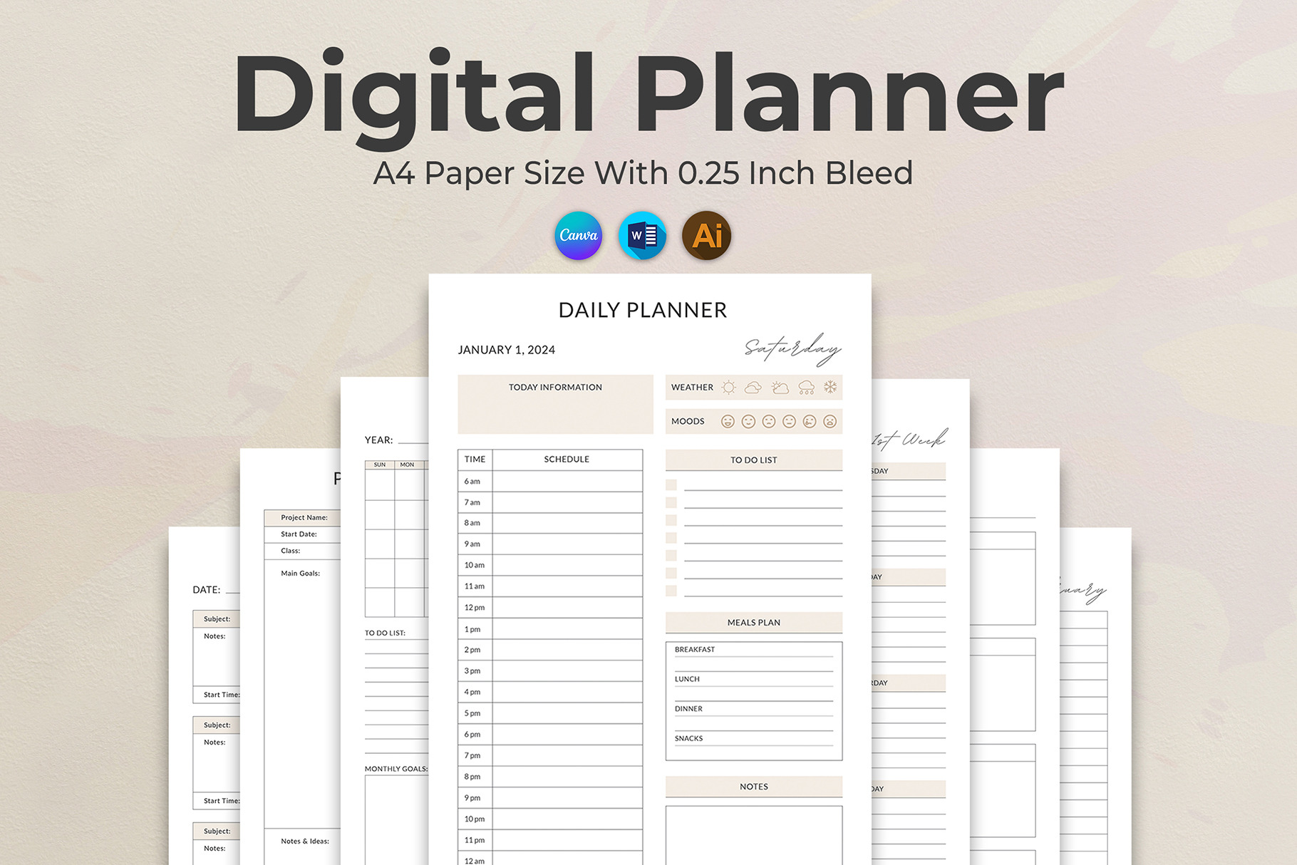 Canva Digital Planner Template | Creative Market