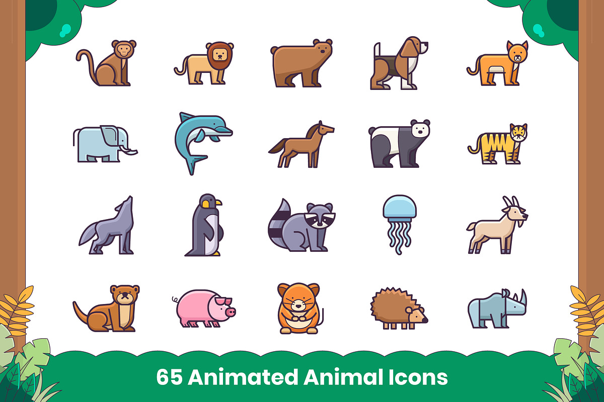 65 Animated Animal Icons, an Icon by Flat Icons