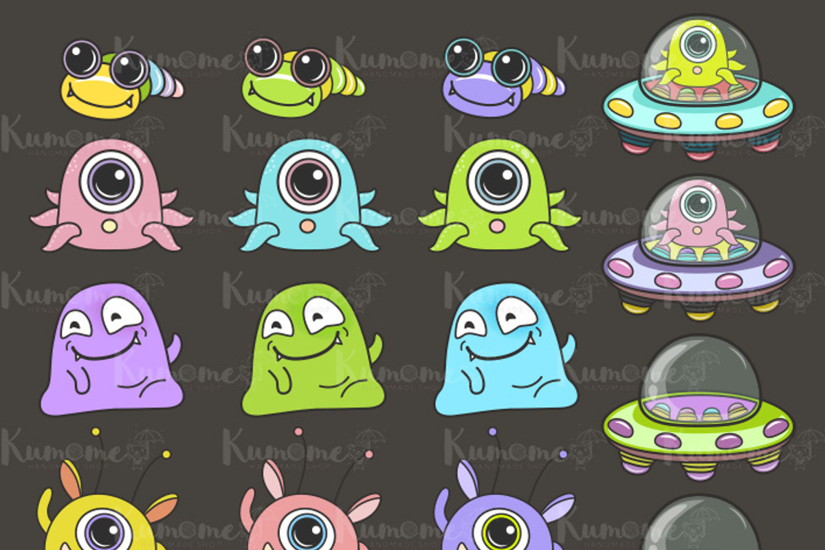 The Astronaut & Friends clipart set, an Illustration by Kumame ...