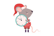 Cute Mouse Holding Wall Clock, Cute, an Object Graphic by TopVectors