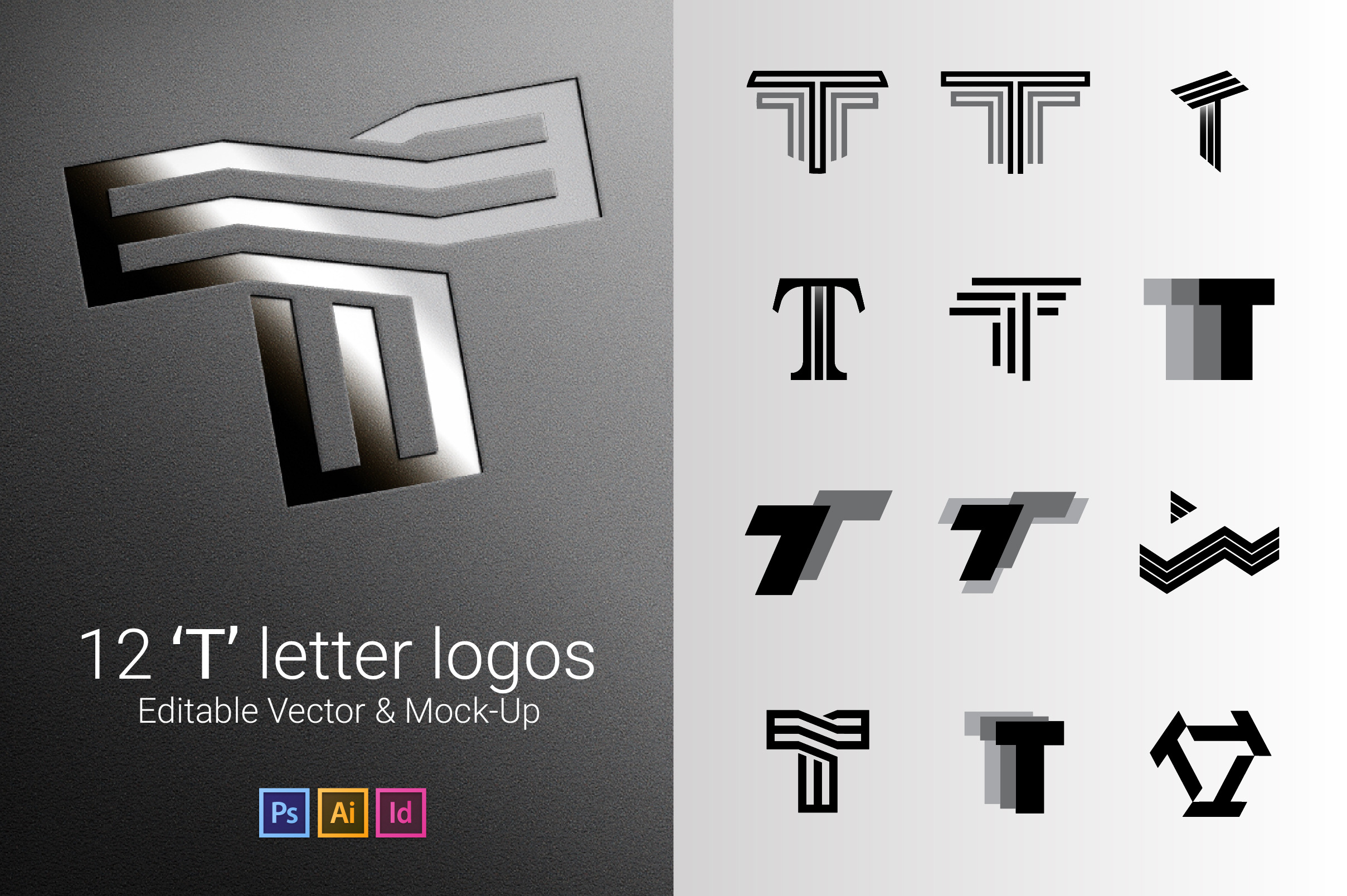 12 T Letter Logos - Vector & Mock-Up, a Branding & Logo Template by ...