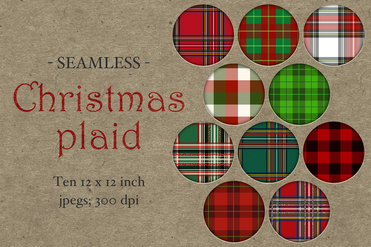 Seamless Christmas Plaid, a Pattern Graphic by Paper Farms