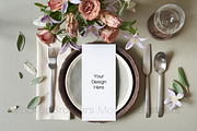 4x9 menu card mockup for wedding, a Print Template by MockUpBrothers