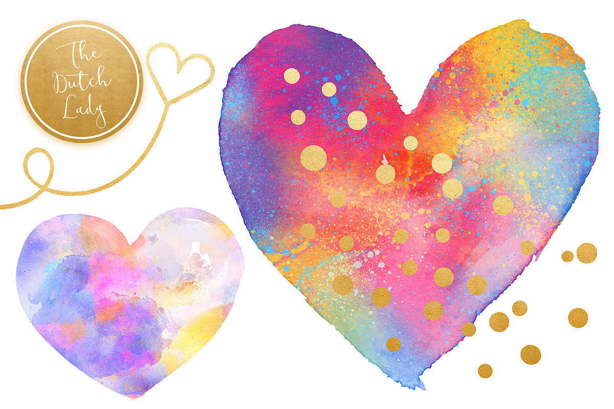 Valentine Rainbow Heart Clipart Set, a Decorative Illustration by The ...