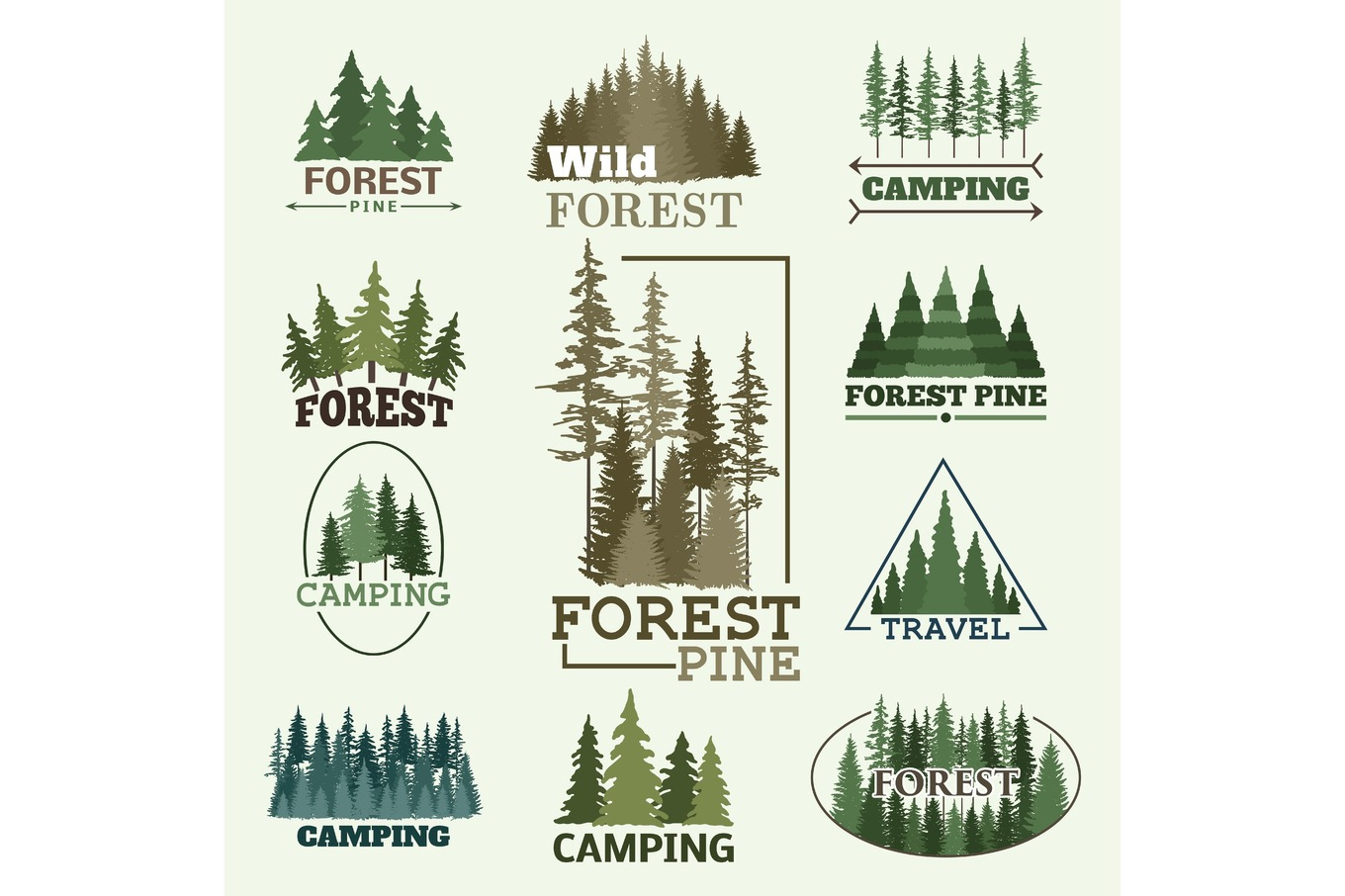 Tree outdoor travel green silhouette forest badge coniferous natural ...