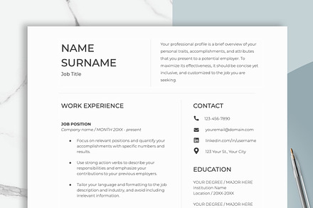 Modern Executive Resume CV Template | Resume Templates ~ Creative Market