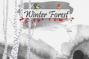 Winter forest clip art, an Illustration by SandraGraphicDesign