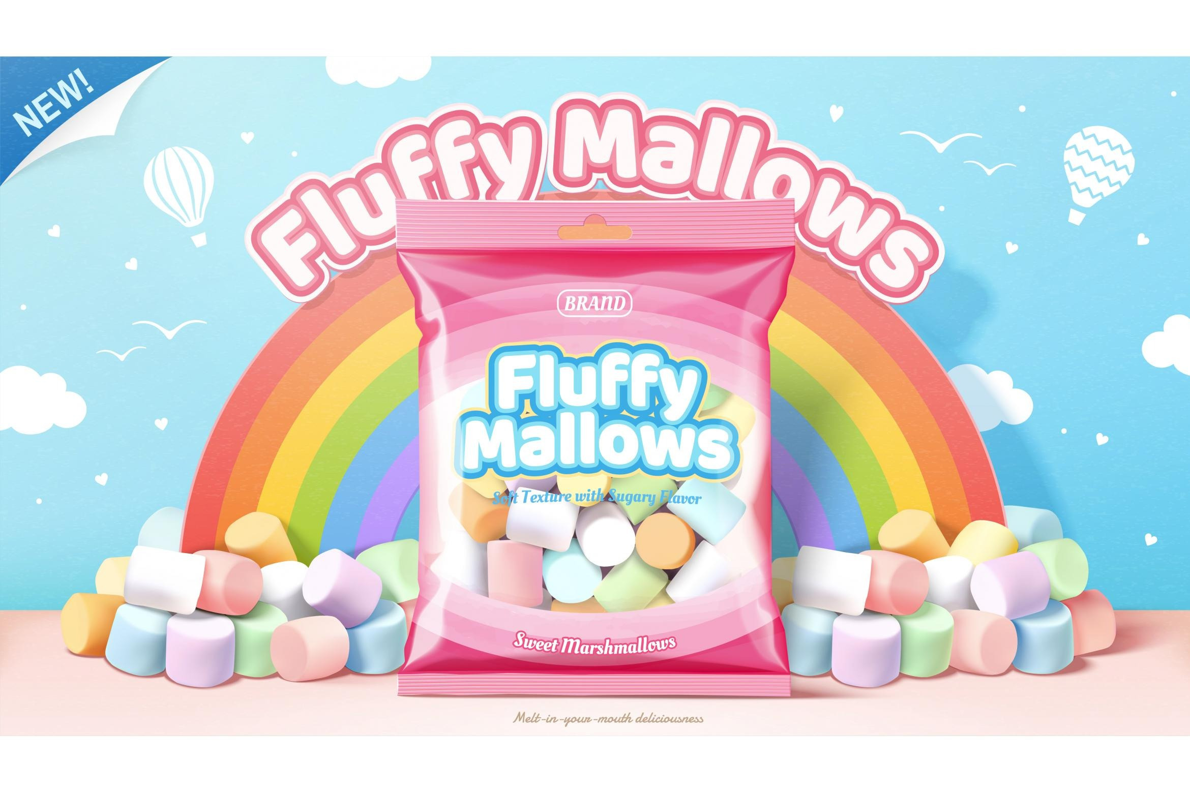 Fluffy marshmallows promo ad | Flyer Templates ~ Creative Market
