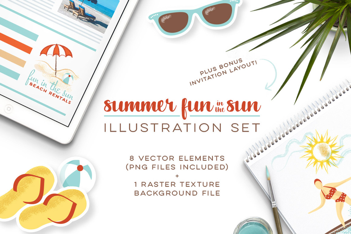 Summer Fun Illustration Set, an Illustration by Frostiki Design