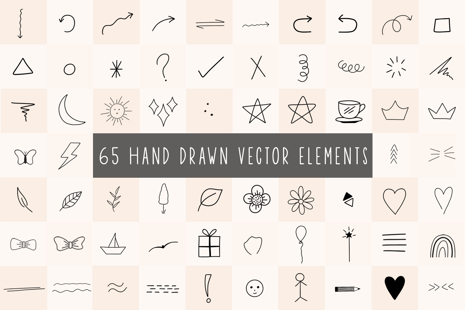 65 Hand Drawn Vector Elements, a Graphic by aivos