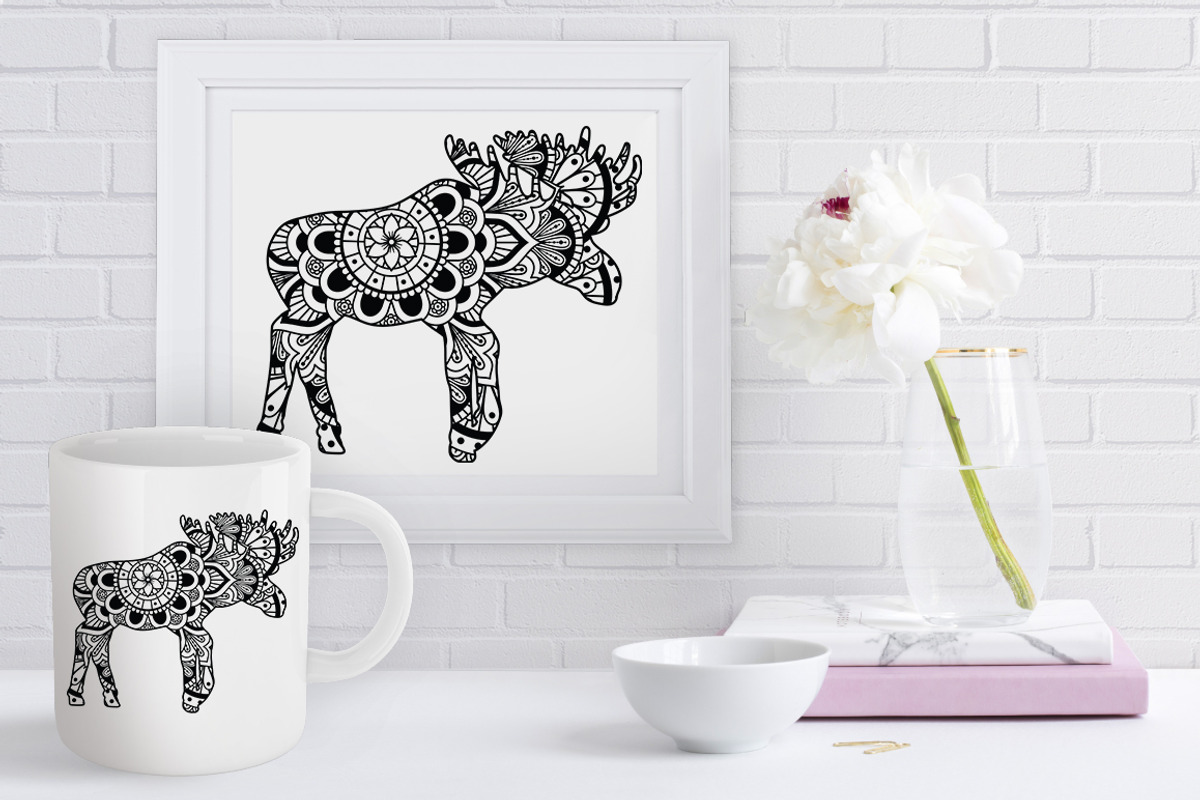 Moose Mandala SVG, Moose Clipart., an Animal Illustration by Doodle ...