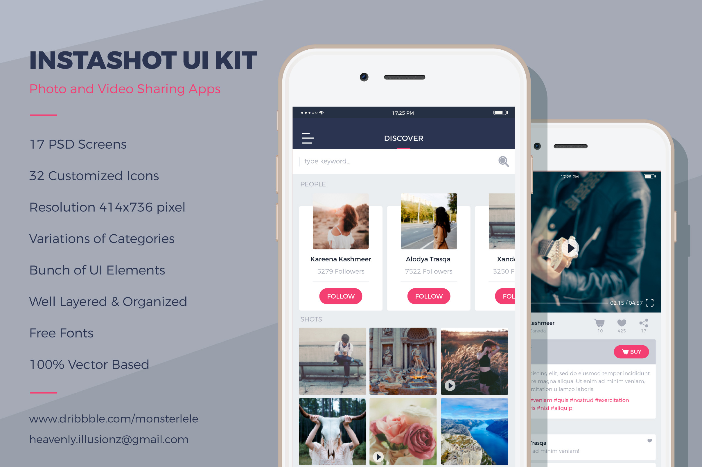 InstaShot UI Kit, an UI Kit Template by Marco Zenki | Creative Market
