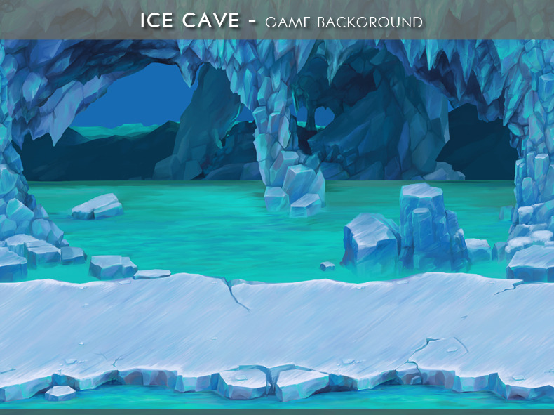 Ice Cave - Game Background, a Background Graphic by LudicArts
