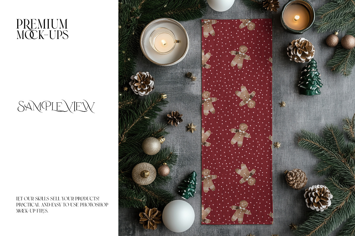 Christmas Table Runner Mockups, a Household Mockup by mock-ups