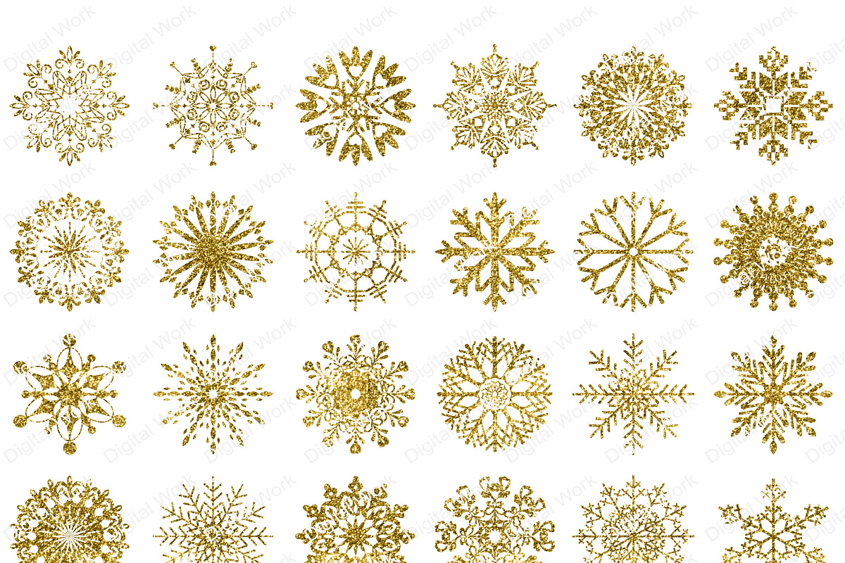 Winter Clipart - Gold Glitter, an Illustration by Leska's Digitals