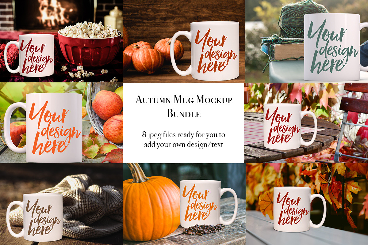 Autumn mug bundle - 8 mockups, a Cups & Container Mockup by Plums Pixel ...