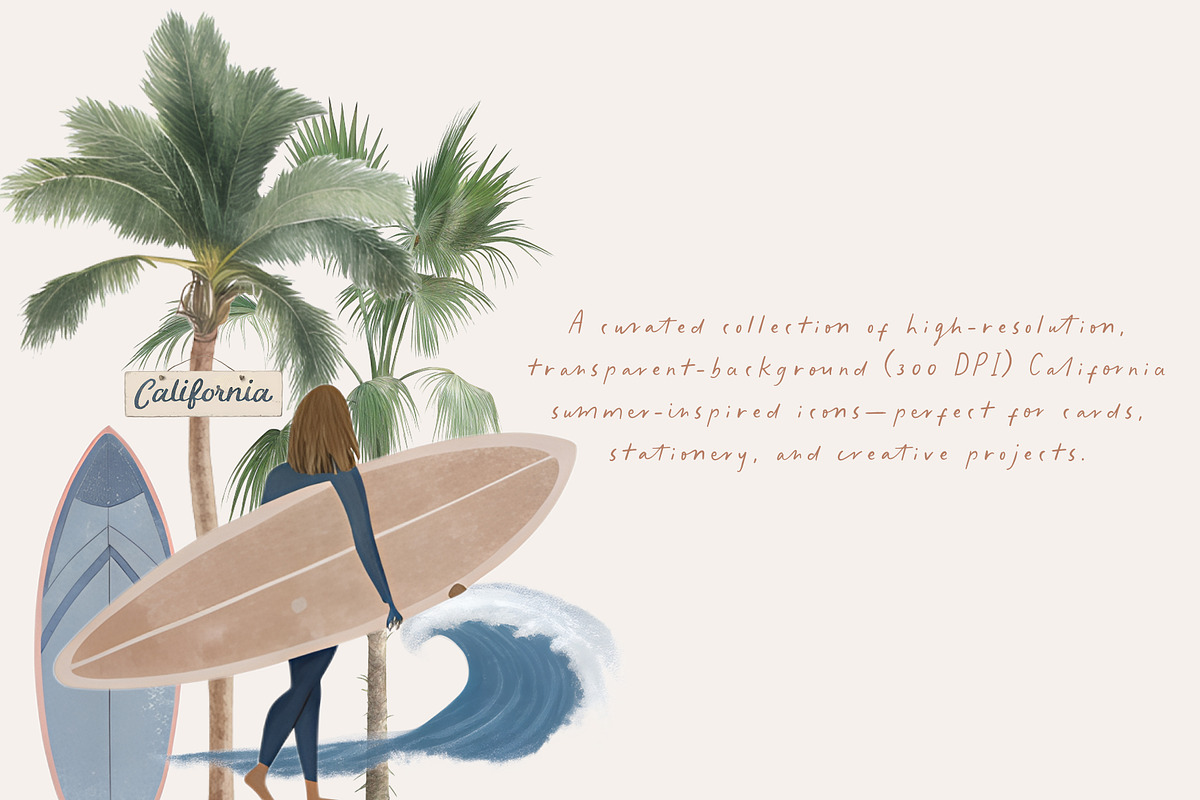 California Dreamin' - Summer clipart, a Graphic by Paper Flowers Studio