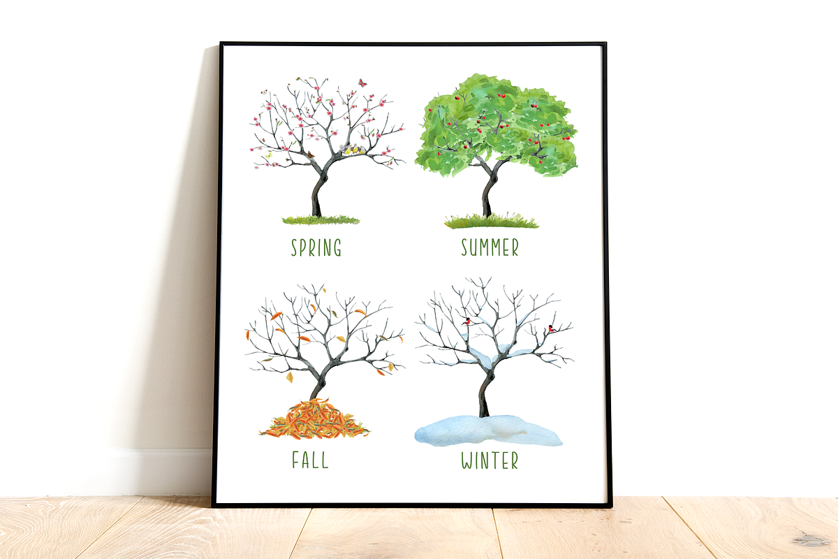 Four Seasons Clip Art Set, an Education Illustration by Tati Bordiu