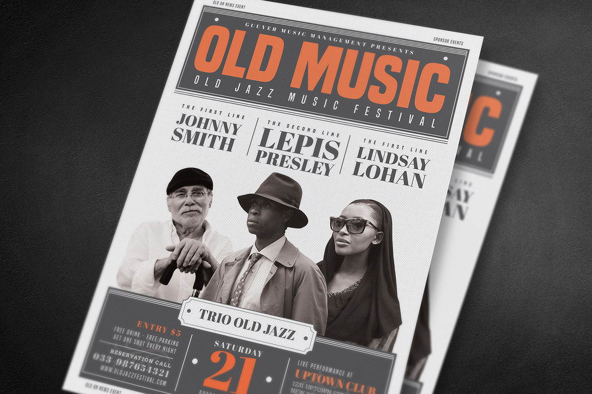 Old Vintage Music Flyer, a Flyer Template by Guuver | Creative Market