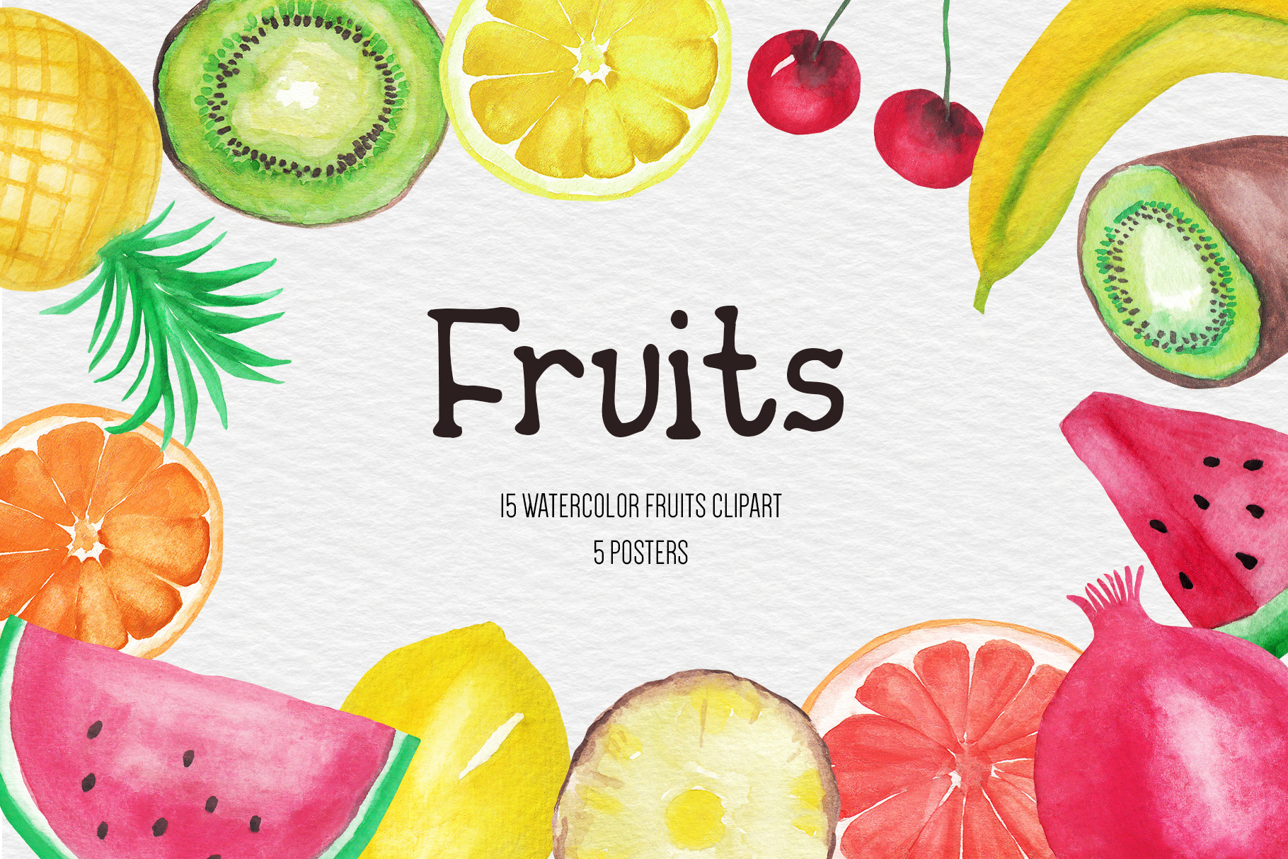 Watercolor Fruits Illustration, a Food Illustration by BonaDesigns