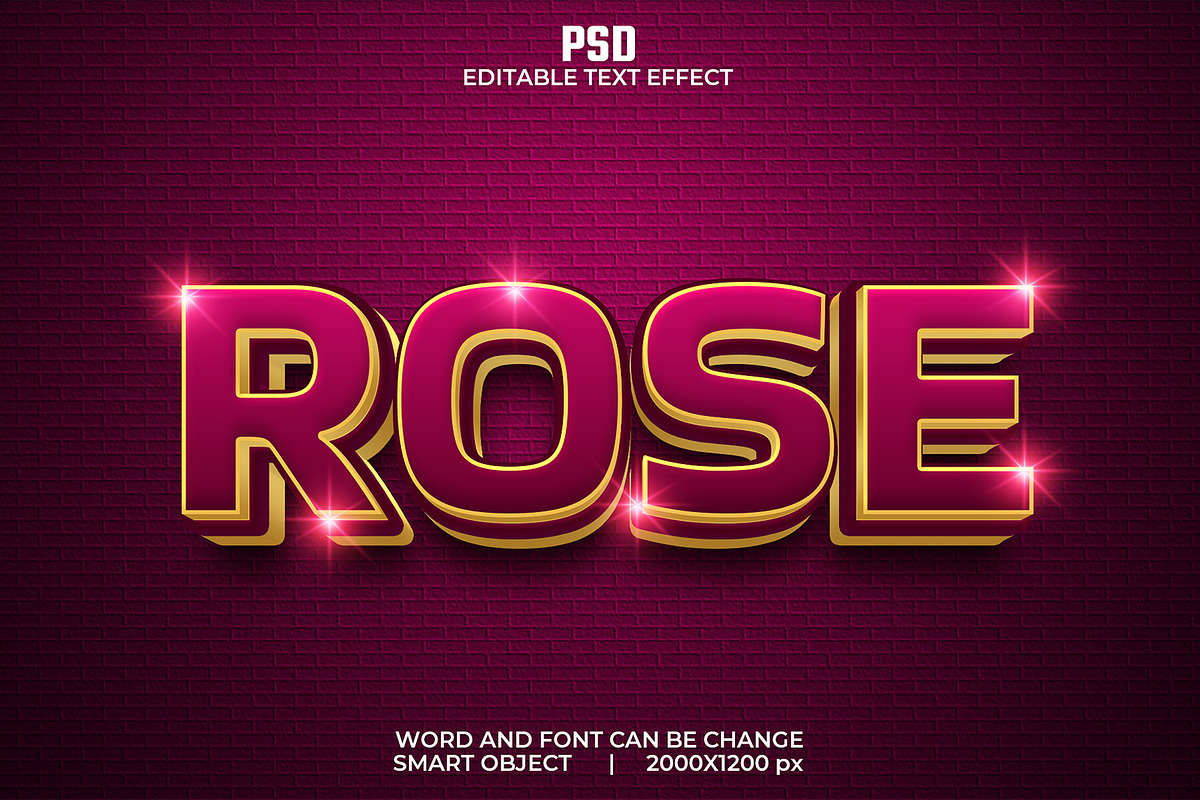 Rose 3d Editable Psd Text Effect, a Layer Style Add-On by bdrobin ...
