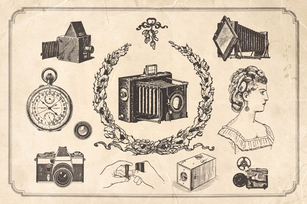 Vintage camera set, an Object Graphic by Retro Machine | Creative Market