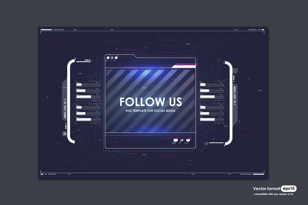 Hud Ui Futuristic Template, Cyber, a Technology Illustration by Andrew_Derr