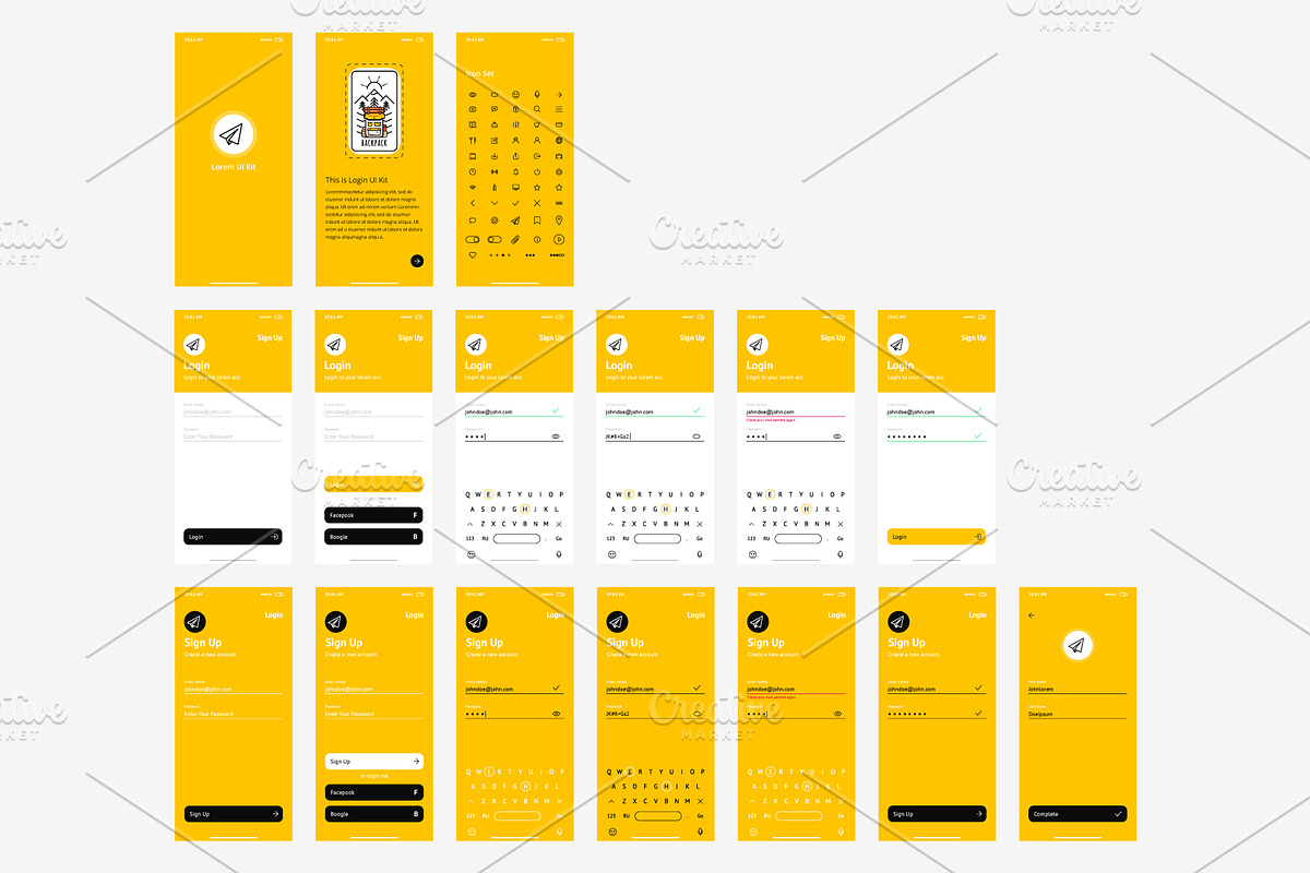 Wireframe Ui Kit for Login and Sign, an UI Kit Template by fet
