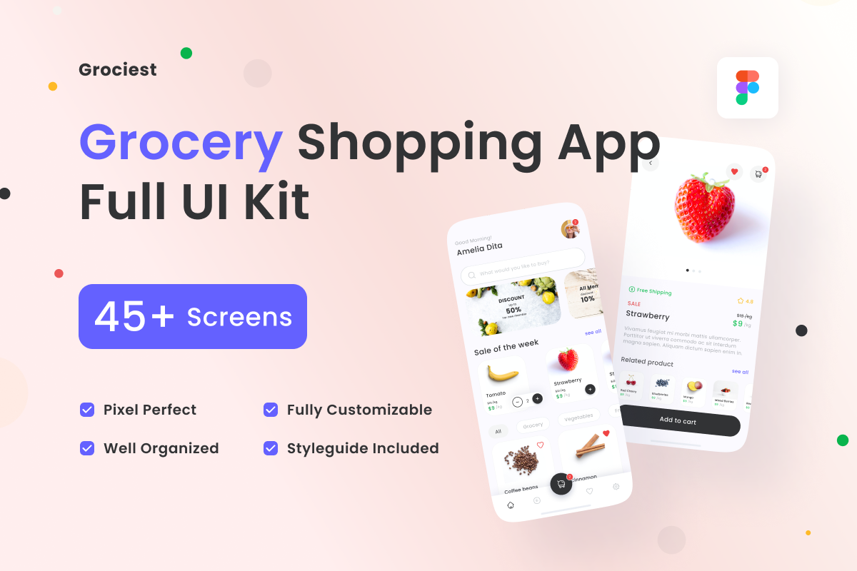 Grocery Shopping App - Full UI Kit | Creative Market