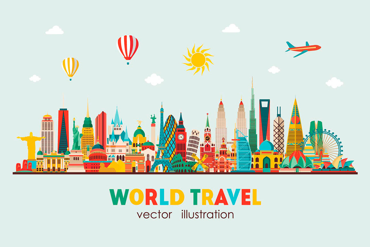 Travel and tourism background., an Illustration by LisaKolbasa ...