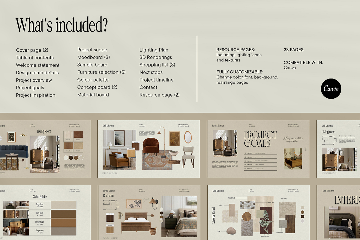 Interior Design Presentation Canva | Amare Creative