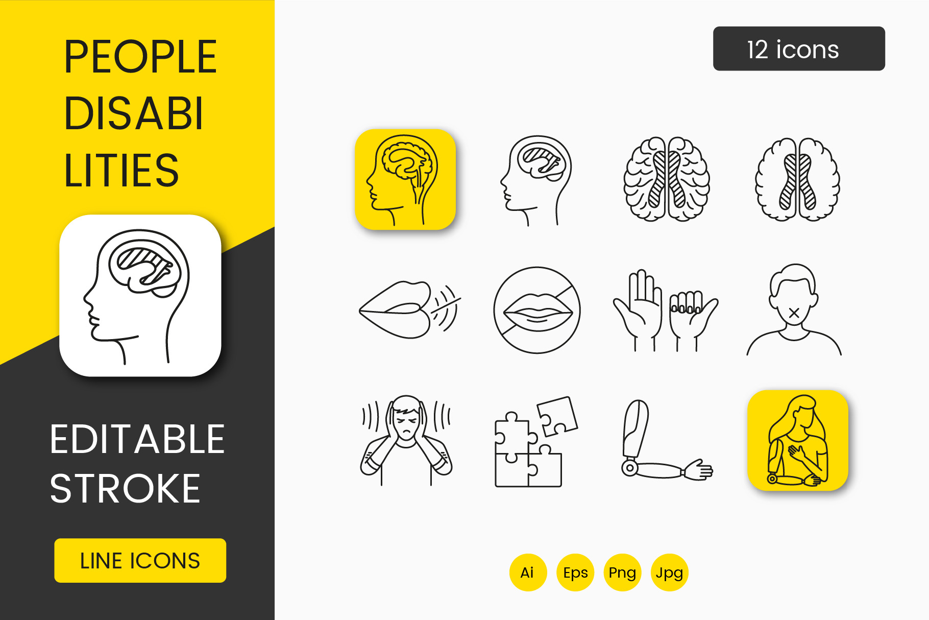 Inclusive Icons Disabilities Edition, an Outline Icon by Grand Design