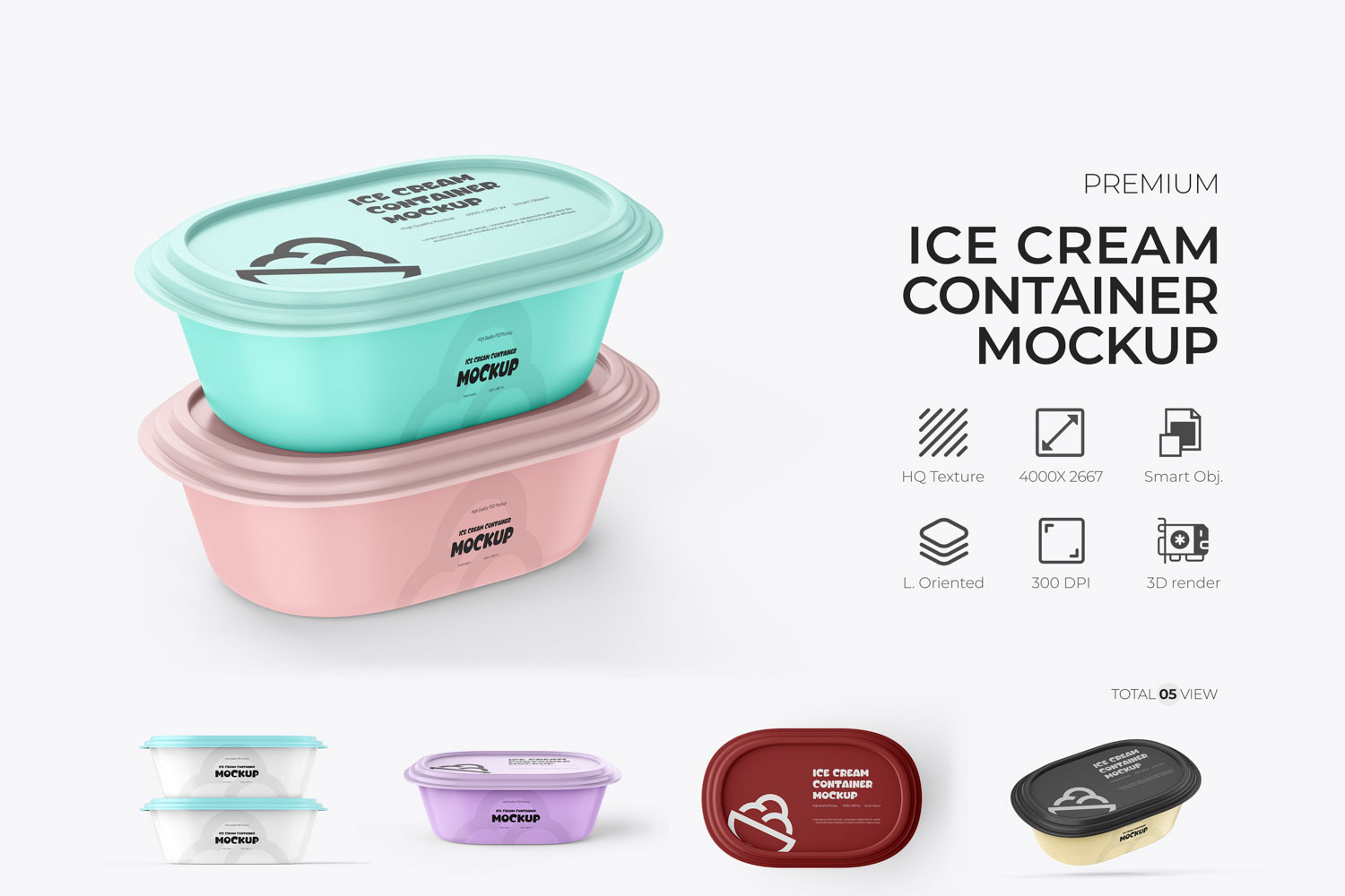 Ice Cream Container Box Mockup, a Cups & Container Mockup by Ram Studio