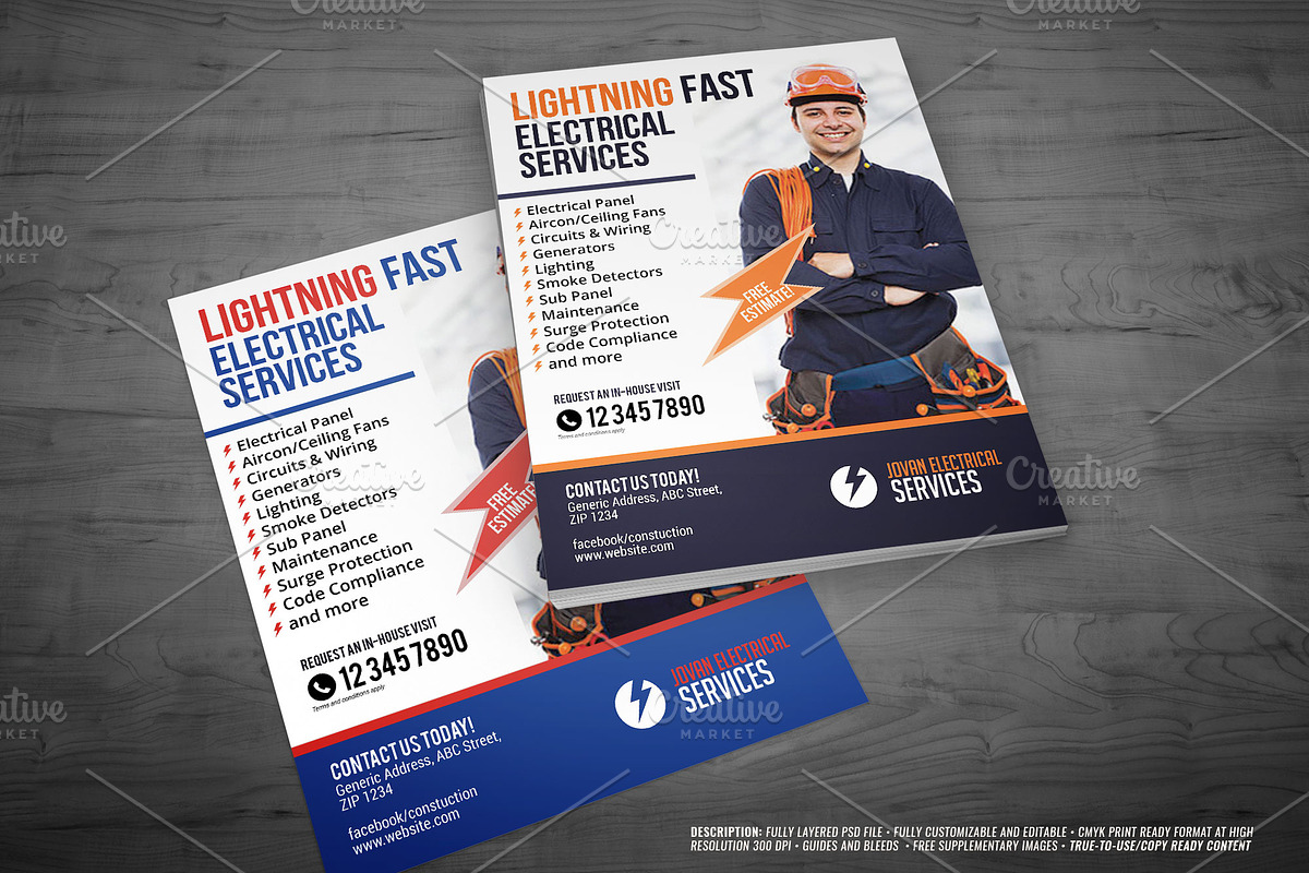 Electrical Service Flyer, a Flyer Template by PSDPixel