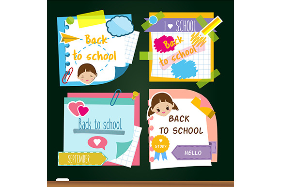 Back to school stickers, notes, a Background Graphic by Bunny's Little Shop