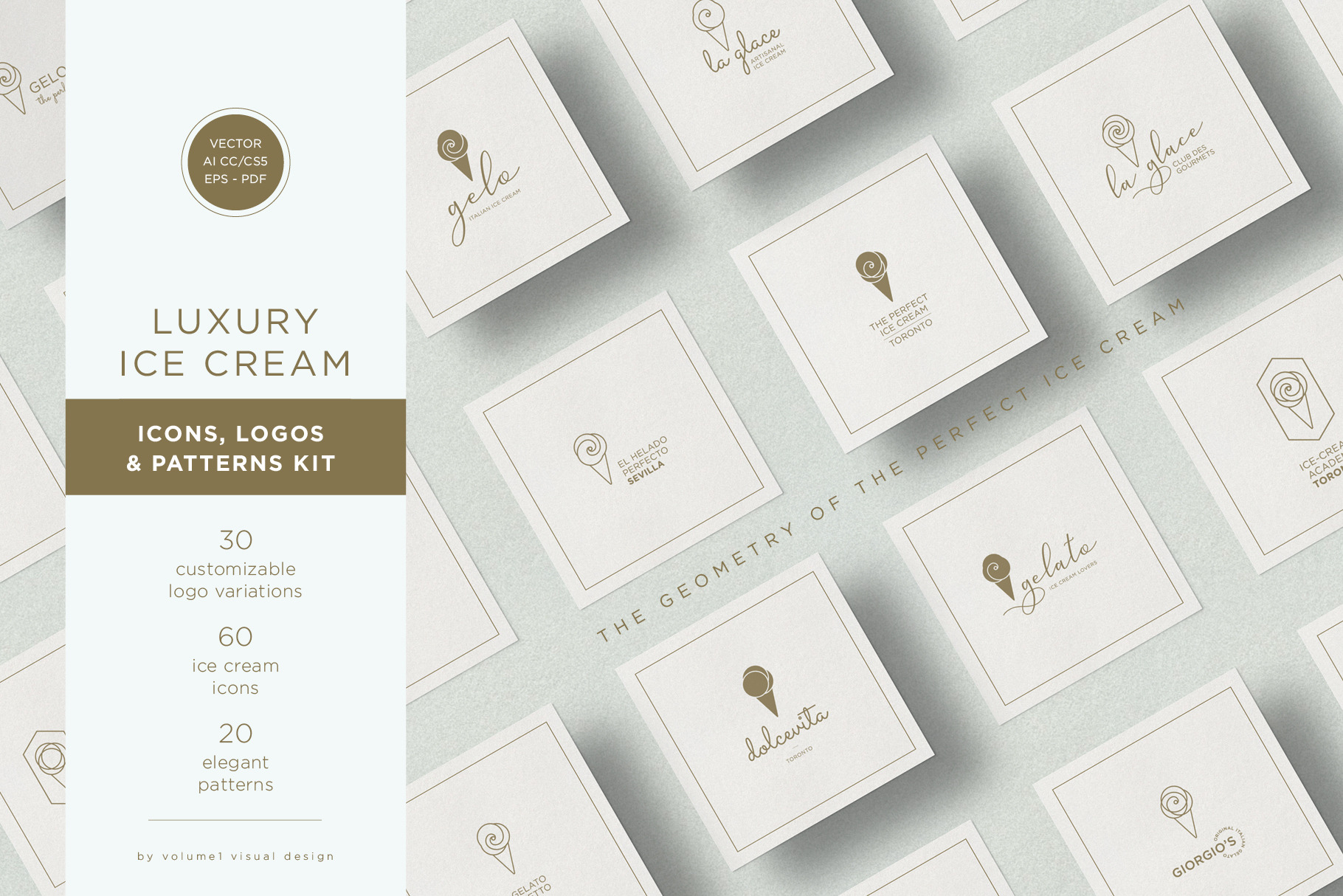 Luxury Ice Cream Kit, a Branding & Logo Template by volume 1 visual design