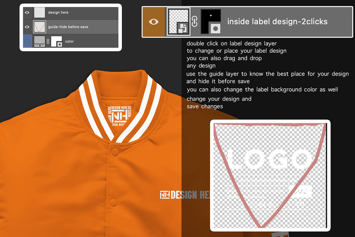 Varsity Jacket mockup psd front back